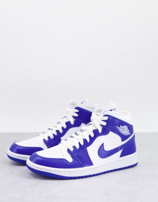 Air Jordan 1 Mid trainers in royal blue and white | ASOS