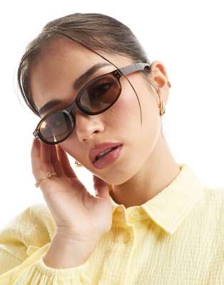 AJ Morgan - Occhiali da sole sottili rotondi marroni | ASOS