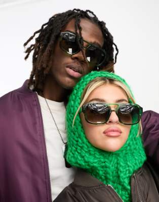 A.Kjaerbede Kaya aviator sunglasses in green marble transparent | ASOS