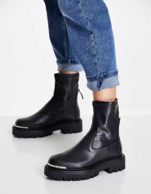ALDO Alima chunky ankle boot with zip back in black | ASOS