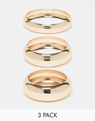 ALDO bena pack of 3 chunky bangle bracelets in gold | ASOS
