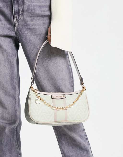 ALDO Dionne monogramme print shoulder bag in off white | ASOS