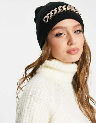 ALDO Eowali beanie with chain embellishment in black | ASOS