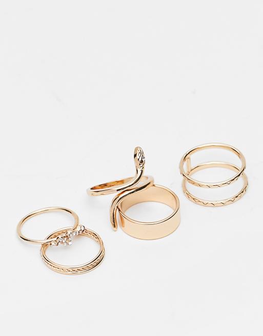 Aldo Gavaraen Set Van 5 Ringen Met Slangen In Goudkleur Asos