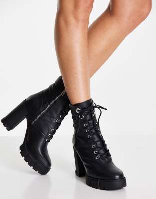 ALDO – Gyrn – Schnürstiefel in Schwarz mit Absatz und dicker Sohle | ASOS