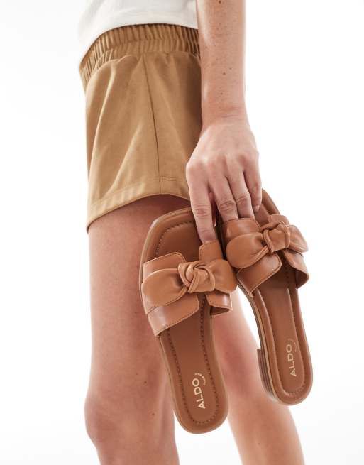 ALDO Lavinia flat sandals in tan leather | ASOS