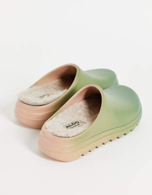 ALDO Love Planet Inout clogs with removable warm lining in khaki ombre ...