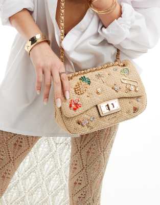 ALDO Paradisa raffia crossbody bag with summer charms | ASOS