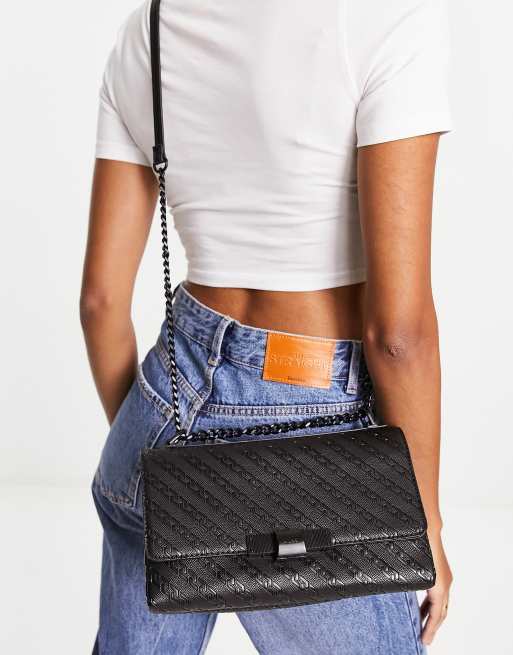 ALDO Schema crossbody bag with monogram in black | ASOS