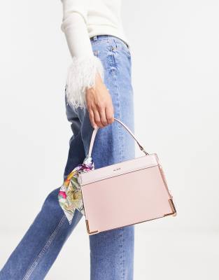 Aldo shoulder bag with handle with floral design scarf in pink | ASOS