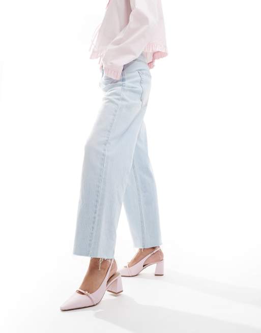 ALDO Skepper slingback block heeled shoes in light pink leather | ASOS