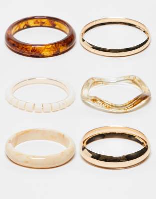 ALDO summerstack multipack of bangle bracelets in gold and resin | ASOS