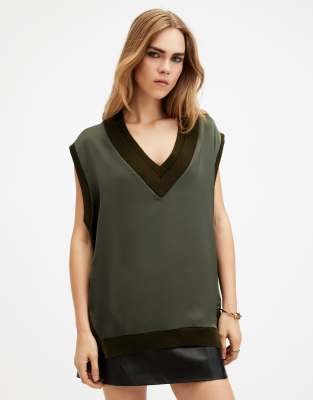 AllSaints - Bern - Débardeur - Vert goudron | ASOS