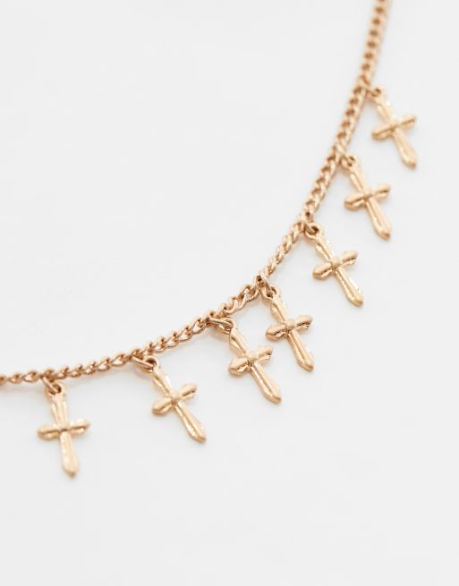 AllSaints cross pendant necklace in gold | ASOS