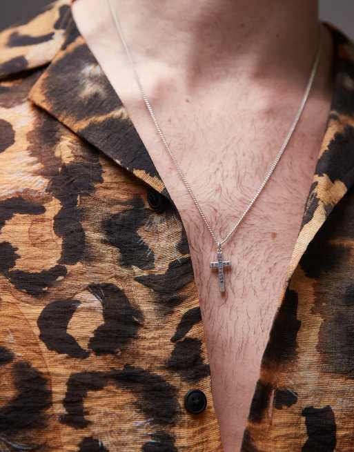AllSaints cross pendent chain in silver | ASOS