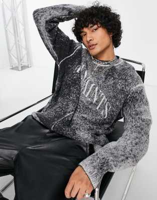 AllSaints drop saints knitted jumper in grey | ASOS