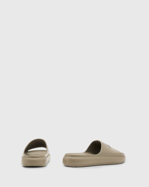 AllSaints Dune rubber slides in stone | ASOS