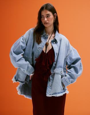 AllSaints hettie denim shacket in light indigo | ASOS