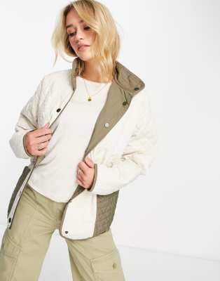 Allsaints Madison Reverse Jacket In White/khaki-green | ModeSens