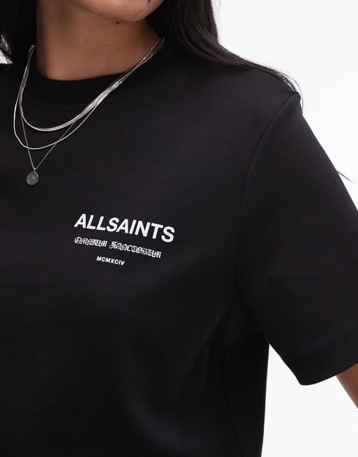 AllSaints Omnium Lisa t-shirt in black | ASOS