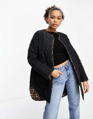 AllSaints Phyllis reversible liner jacket in leopard print | ASOS