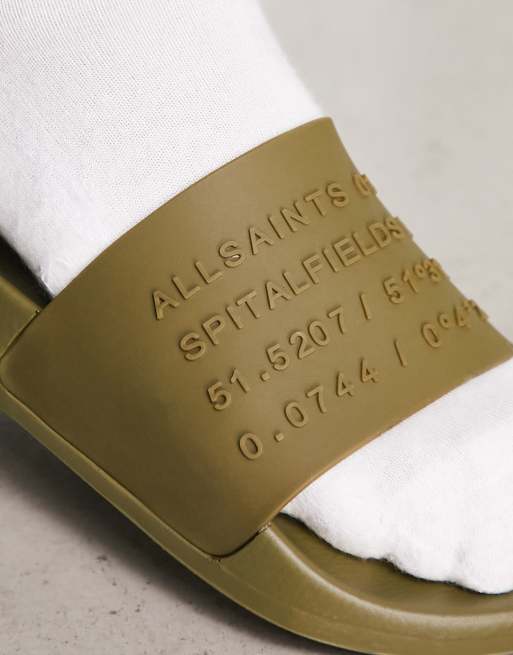 AllSaints Renegade slider in military green | ASOS