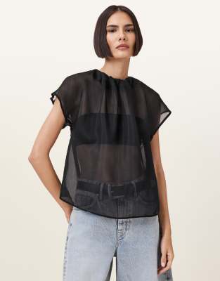 AllSaints - Trisha - Top transparent - Noir | ASOS