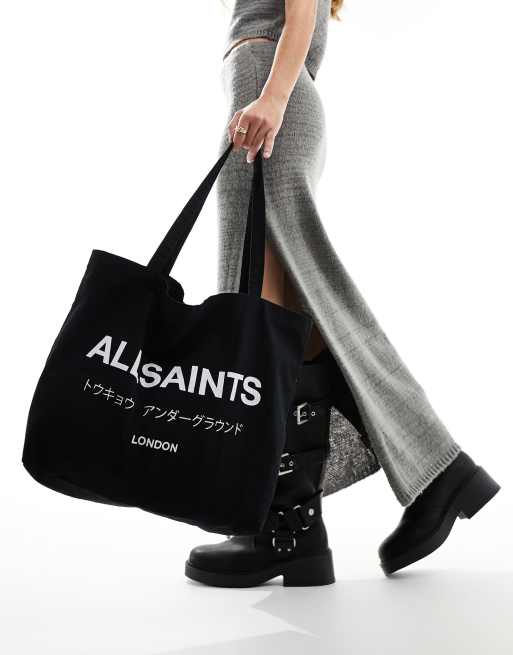 AllSaints Underground acid tote bag in black | ASOS