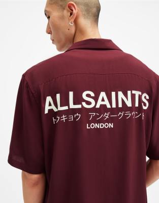 AllSaints – Underground – Kurzärmliges Hemd in Mars-Rot | ASOS