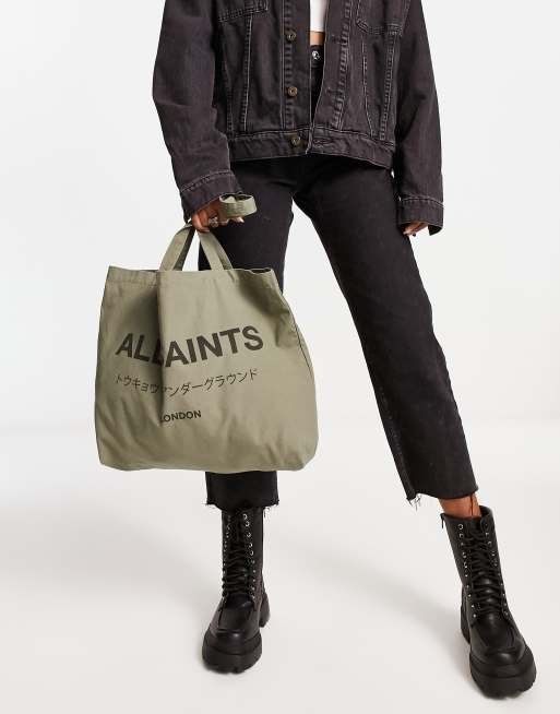 AllSaints underground tote in khaki | ASOS