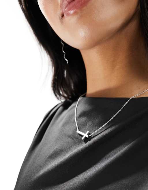 AllSaints x ASOS exclusive cross pendant necklace in silver | ASOS