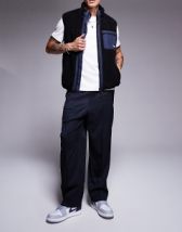 Gramicci checkered sherpa vest in navy | ASOS Gramicci checkered sherpa vest in navy | ASOS