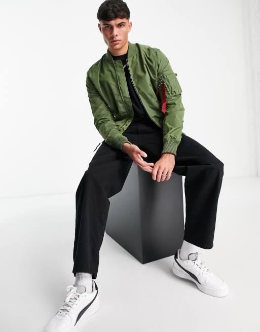 Alpha Industries MA-1 TT slim fit bomber jacket in sage green | ASOS