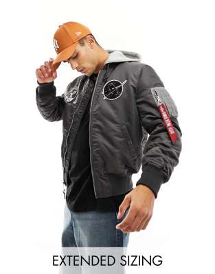 Alpha Industries - MA-1 VF Dark Side - Bomberjack met sweater-capuchon ...