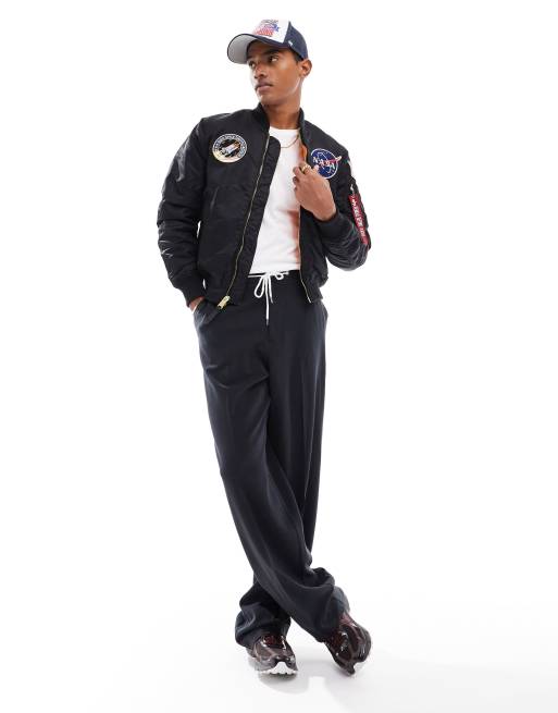 Alpha Industries MA-1 VF NASA bomber jacket in black | ASOS