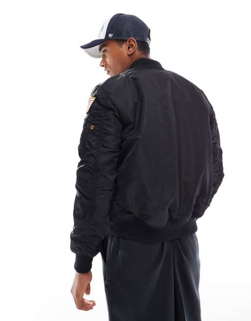 Alpha Industries MA-1 VF NASA bomber jacket in black | ASOS