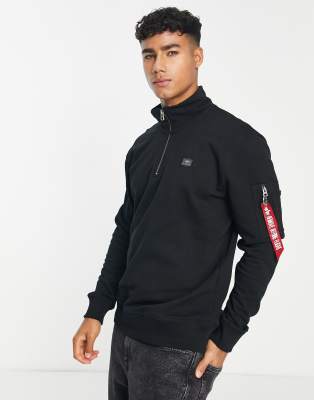 Alpha Industries X-Fit half zip sweatshirt in black | ASOS