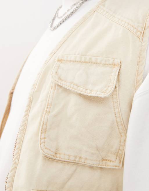 Alpha utlity vest in acid wash beige | ASOS