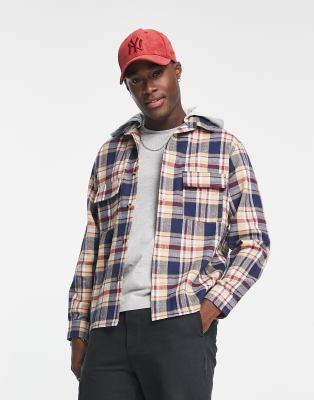 American Stitch hooded check shirt in multi | ASOS