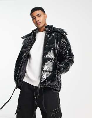 American Stitch Nylon Puffer Jacket In Black | ModeSens