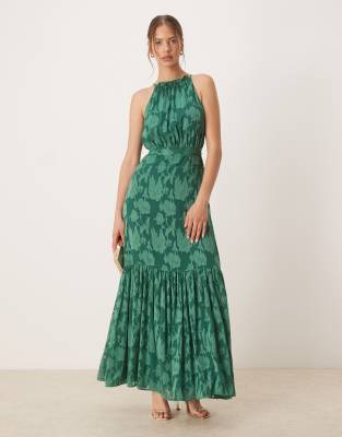 Anaya Frill halter neck maxi dress in alpine green | ASOS