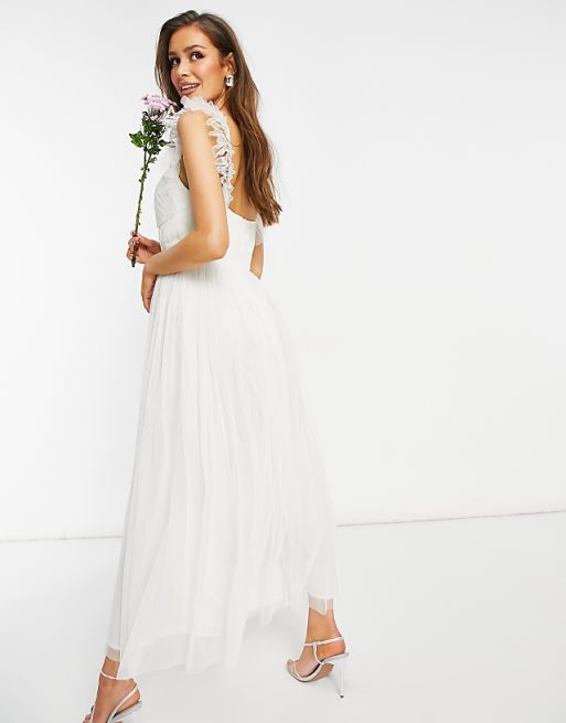 Anaya With Love tulle frill sleeve midaxi dress in white | ASOS Anaya With Love tulle frill sleeve midaxi dress in white | ASOS