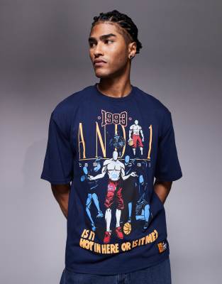 AND1 retro graphic t-shirt in navy | ASOS