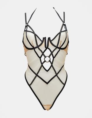 Ann Summers Heated illusion mesh crotchless body in black - BLACK | ASOS