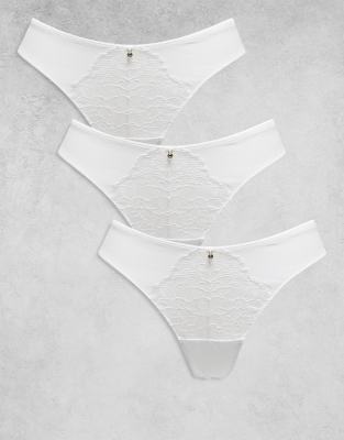 Ann Summers Sexy Lace 3 pack lingerie thongs in white | ASOS