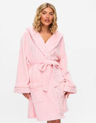 Ann Summers Signature sparkly fluffy robe in pink | ASOS