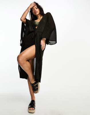 Ann Summers summer nights maxi beach kimono in black | ASOS