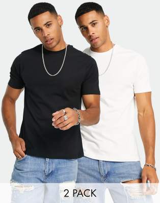 Another Influence 2 pack muscle fit t-shirts in black & white | ASOS
