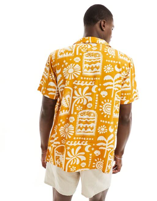 Another Influence beach shirt co ord in rust summer scene print | ASOS