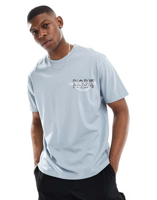 Another Influence boxy logo print t-shirt in blue | ASOS